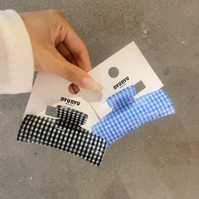 7.11韩国nyunyu发饰减龄清新格子方形抓夹