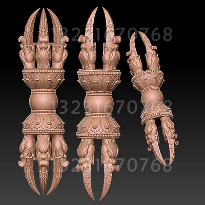 三维立体图圆雕图3d打印stl格式金刚杵降魔杵法器3d打印模型