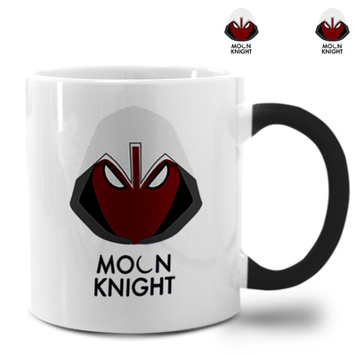 漫威MoonKnight月光骑士美剧电影漫画变色杯印图马克杯陶瓷水杯子
