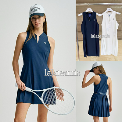 韩代｜SergioTacchini网球背部百褶梭织速干无袖连衣裙｜25春夏