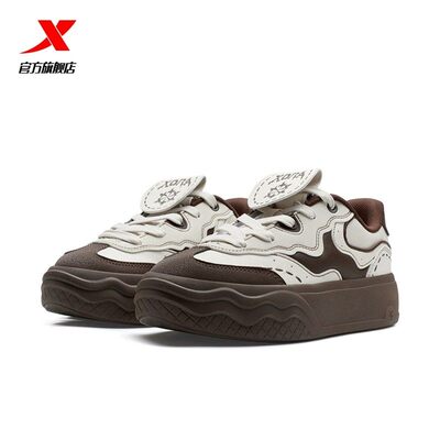 特步松饼鞋丨休闲鞋女鞋2026新款厚底增高板鞋轻便百搭潮流运动鞋