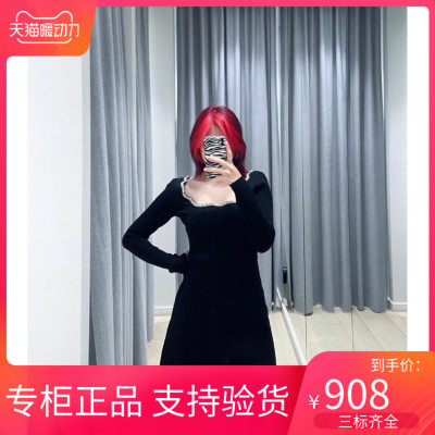 maSande2022法式简约水钻点缀微喇连衣裙SFPRO02695