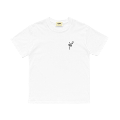 En blanc.ligne crème原创设计郁金香花束印花T恤