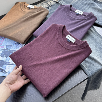 15羊毛+85棉秋冬男基础百搭半高领针织毛衣50406