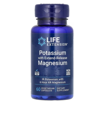美国Life Extension 钾 + 缓释镁素胶囊 健康血压平衡60粒