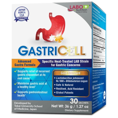 美国LABO Nutrition GASTRICELL胃酸 反流 胃灼热 胃不适 疼30袋