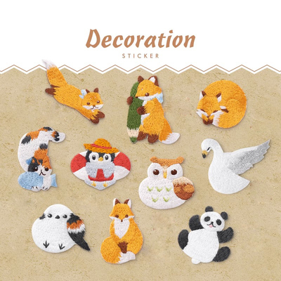 森林可爱小动物狐狸刺绣贴自粘贴