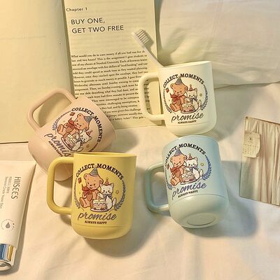 卡通小熊轻奢洗漱杯可爱情侣学生宿舍家用牙缸洗漱刷牙简约牙杯