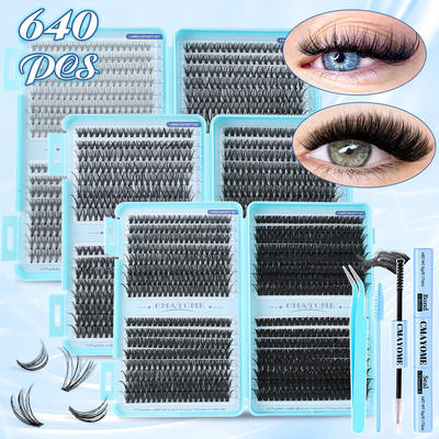 640 clusters 10-100DD curved false eyelashes 10-16mm假睫毛