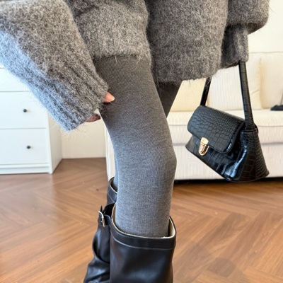 灰色打底裤女秋薄款外穿新款压力