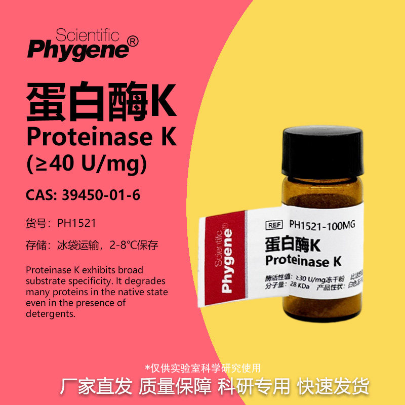 蛋白酶K Proteinase K 科研实验试剂 100mg [PH1521 PHYGENE]