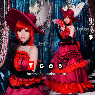 黑执事夫人cos服红色礼服