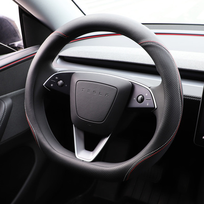适用特斯拉方向盘套modelYmodel3焕新版四季通用吸汗防滑真皮把套