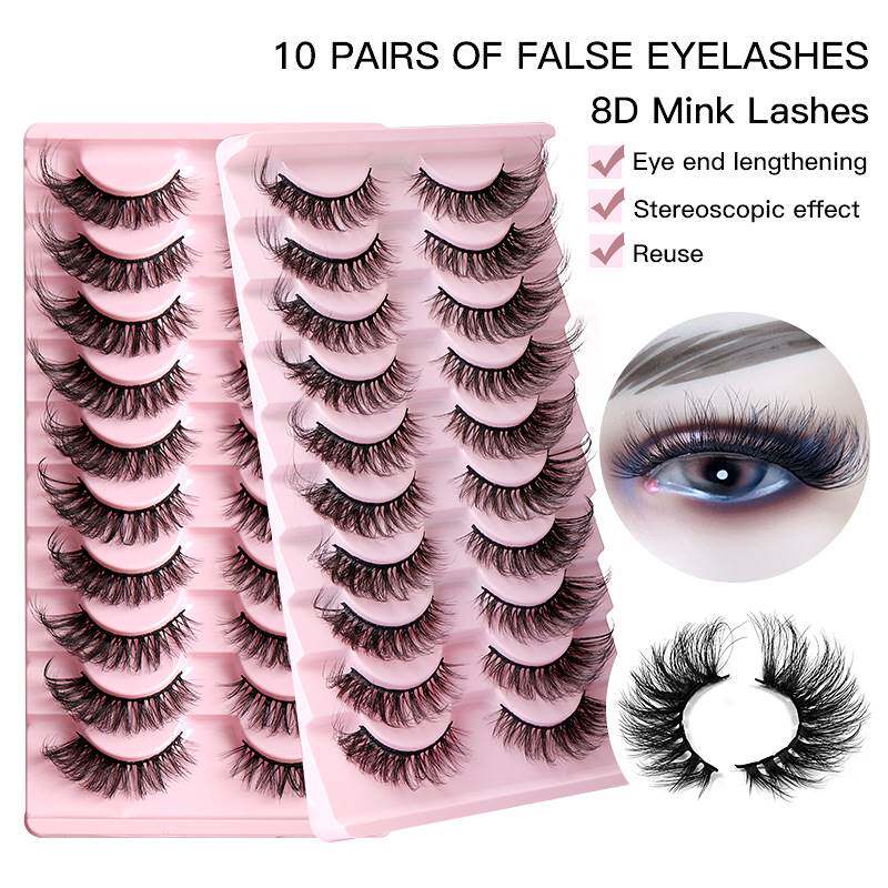 10 Pairs Eyelashes Lashes Natural Wispy Fluffy Fake Eyelashe_虎窝淘