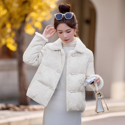 城市衣柜紫澜门2026新款女装新中式提花羽绒服高级感洋气优雅外套