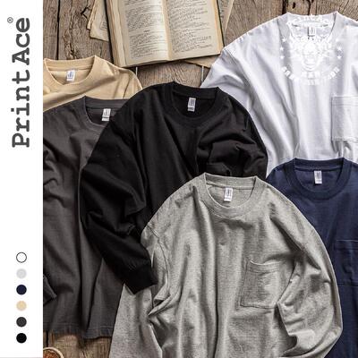 PrintAce Vintage 咔叽复古超宽松版型全棉超重磅长袖口袋T6291