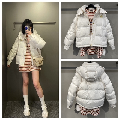 CHESTER CHARLES 秋冬季女装气质白色口袋设计连帽羽绒服香港直邮