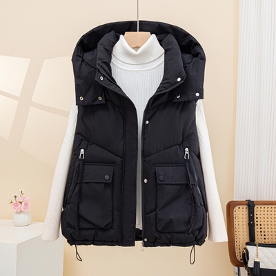 连帽羽绒棉服马甲女秋冬2025新款加厚坎肩设计感宽松加厚马夹背心