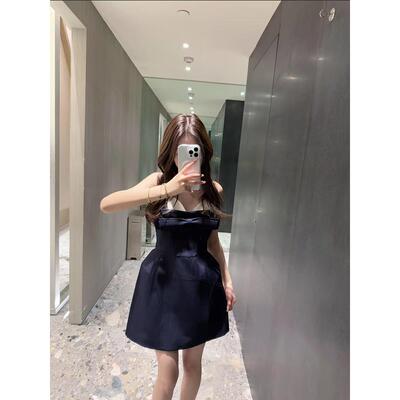 【zui高品质】shushu高级感双层蝴蝶结胸衣吊带连衣裙收腰裙子sst