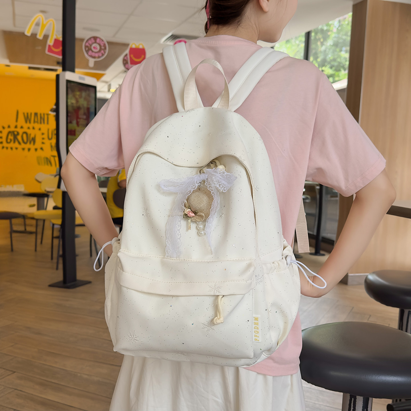 GFSN少女风蕾丝蝴蝶结双肩包女学生高颜值小众背包女孩子百搭潮流