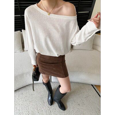 司南早春新款时髦感气质斜肩显瘦