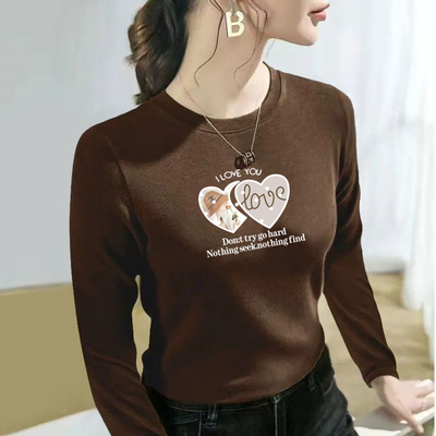 长袖打底衫T恤女士秋冬季新款修身显瘦百搭洋气德绒保暖上衣服ins