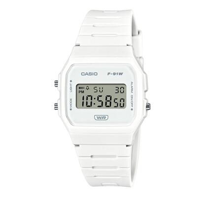 CASIO卡西欧Pop数字的Bio Based白色树脂表带石英F 91WB 7A 100M