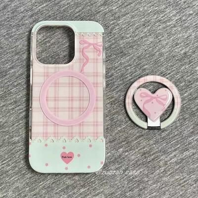 适用meizu18pro魅族21note无界版9韩风粉蝴蝶结格子拼绿6plus/T谷歌20磁吸支架17全包X传音tecno女INFINIXHOT