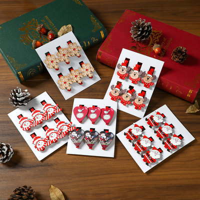圣诞Santa Claus wooden cartoon Christmas snowflake Tree clip