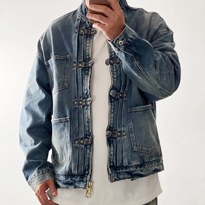 BENS赤耳唐装牛仔外套