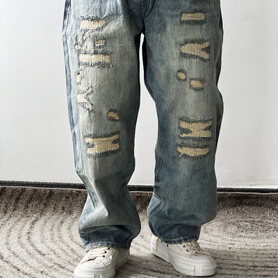 日系DirtyFit赤耳破烂牛仔裤