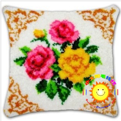 Latch Hook 段段绣/ 抱枕/ 地毯绣 /小太阳/毛线绣/ 玫瑰之语