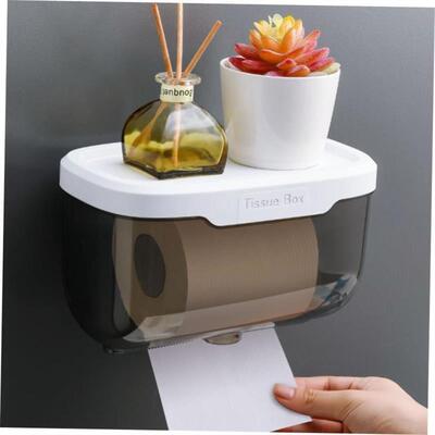 Toilet Paper Holder Wall Mounted Tube Tray Tissue Box Shelf