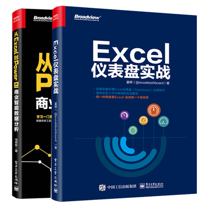 Excel仪表盘实战+从Excel到Power BI商业智能数据分析 2册 excel设计仪表盘 PowerBI仪表盘 数据分析实战数据可视化教程用图书籍