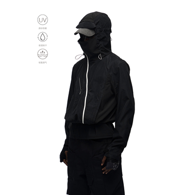 BEVAN UP|UPF100+* 侧角弧拉链拼接剪裁防晒短款皮肤衣