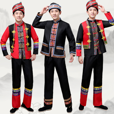 广西壮族服装男少数民族苗族彝族男舞蹈表演服三月三壮族演出服