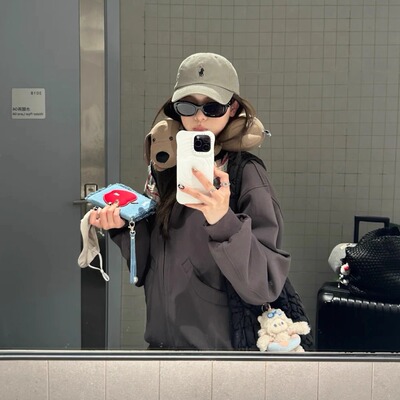 ASHENONLINE 美式复古格纹连帽长袖卫衣女2025秋季休闲百搭外套潮