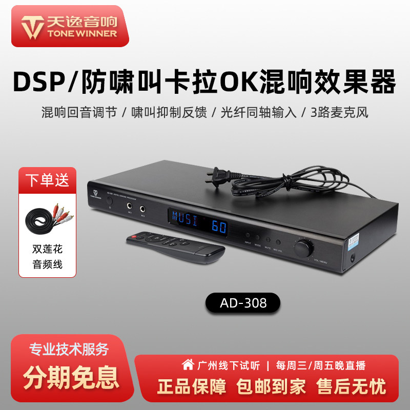 Winner/天逸AD-308 混响器专业家用卡拉OK话筒 防啸叫DSP数字前级_虎窝淘