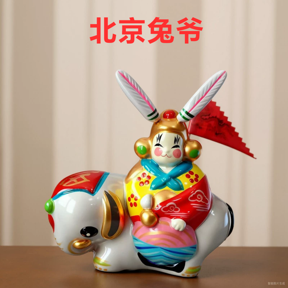 老北京兔爷 手工泥塑 中秋吉祥物 非遗工艺 北京特色礼品摆件