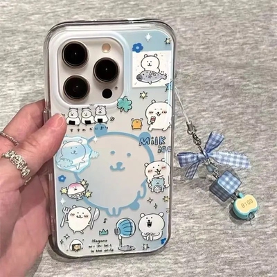 蓝色线条小熊带链条适用魅族21/22/20硅胶meizu21class手机壳note16/9/16spro/18可爱17PRO/Lucky08防摔18X软