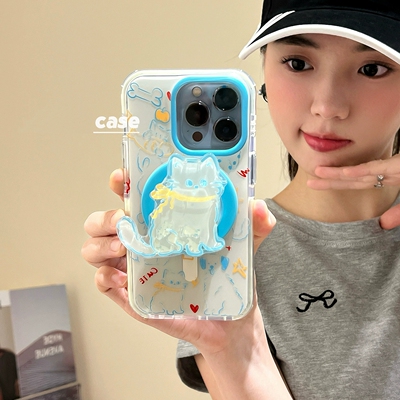 线条猫咪摇摇乐磁吸支架适用1加13T/ACE5pro手机壳一加12/1+9R/8T可爱oneplusACE竞速1+ACE3/11硅胶ACE2V/13R
