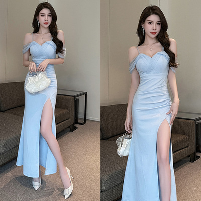 2026新款露肩开叉显瘦晚礼服