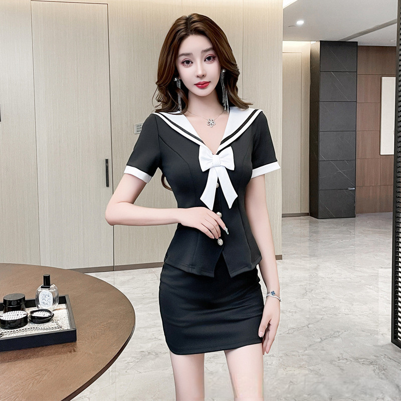 Navy Collar Two-Piece Set Fashionable Nightclub Hotel Foot B