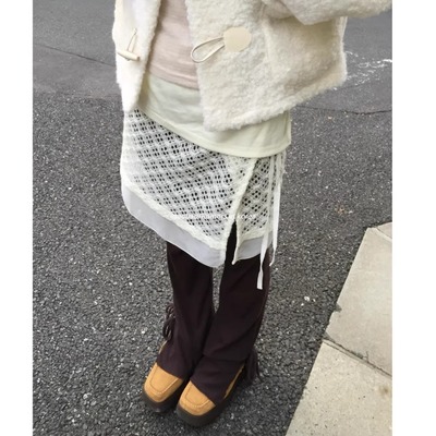 花朵拼接绑带ops屁帘半身裙