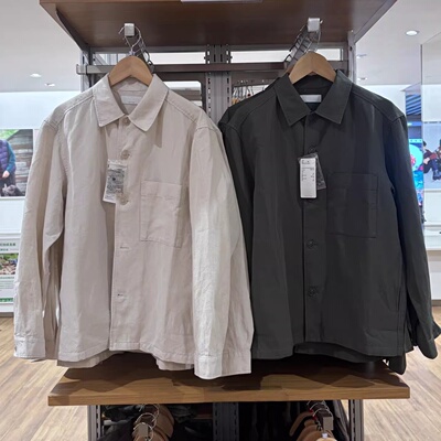 春季男装女装棉麻翻领衬衫式茄克复古休闲宽松长袖外套夹克482443