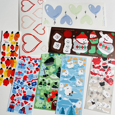 韩国munglee可爱卡通插画设计师贴纸ins风咕卡手账本diy装饰贴画