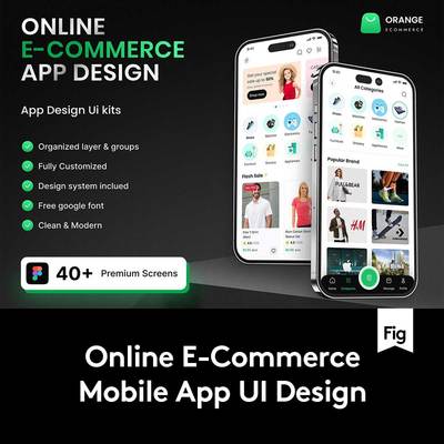40+屏时尚在线购物电子商城商店应用程序APP UI界面设计Figma模板