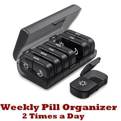 Weekly Pill Organizer AM PM Pill Case for Medication Box