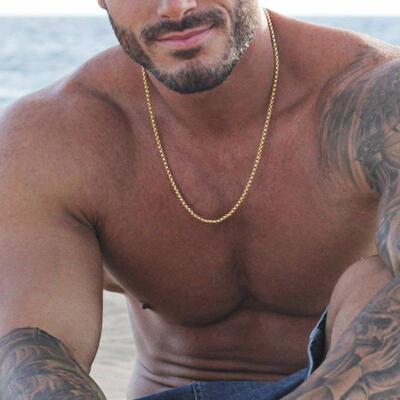 3mm Men's Stainless Steel Thick Golden Link Chain Neckla