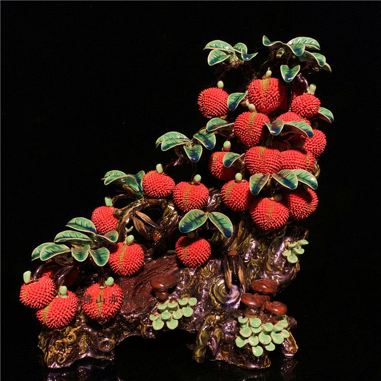 石湾公仔陶瓷满堂红摆件玄关客厅电视柜荔枝装饰品乔迁新居送礼品_虎窝淘